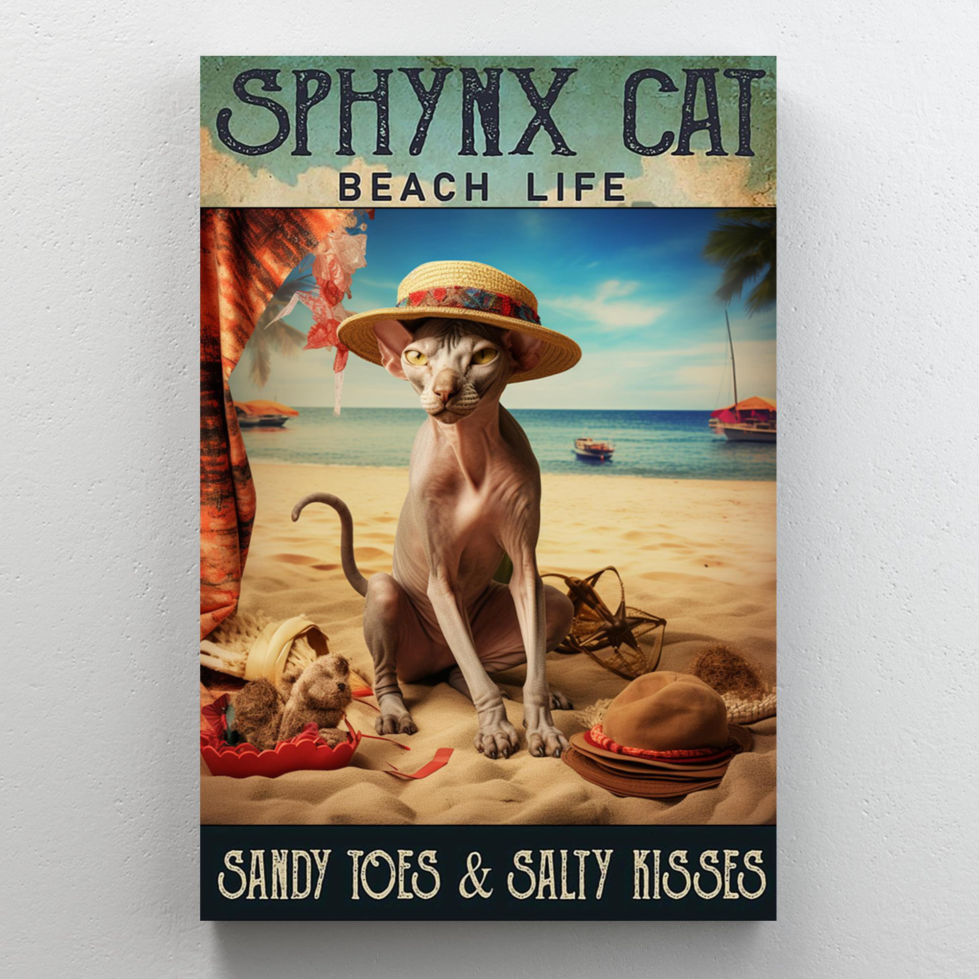 Trinx Markiece Sphynx Cat Beach Life | Wayfair